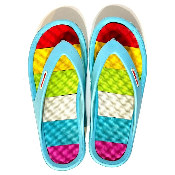 CROCS | Shoes | Colorful Flatform Crocs Sandals Size 85 Rare B | Poshmark